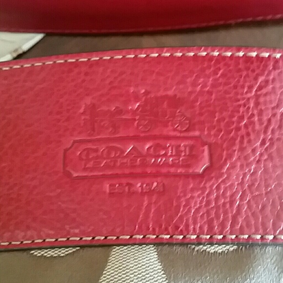 Coach | Bags | Coach Large Signature Bag Red Leather | Poshmark